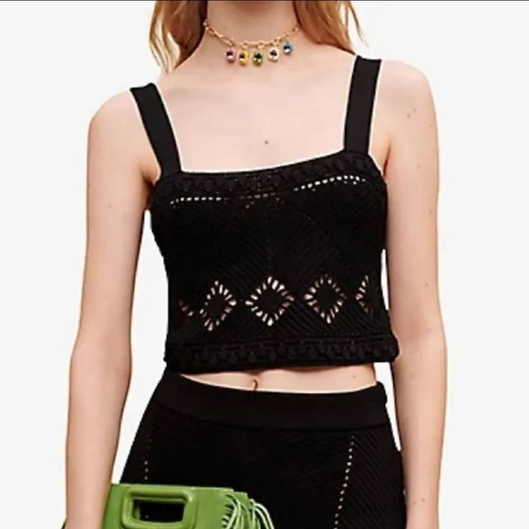 Maje | Tops | Maje Crochetknit Crop Top Black Size 2 New Nwt | Poshmark